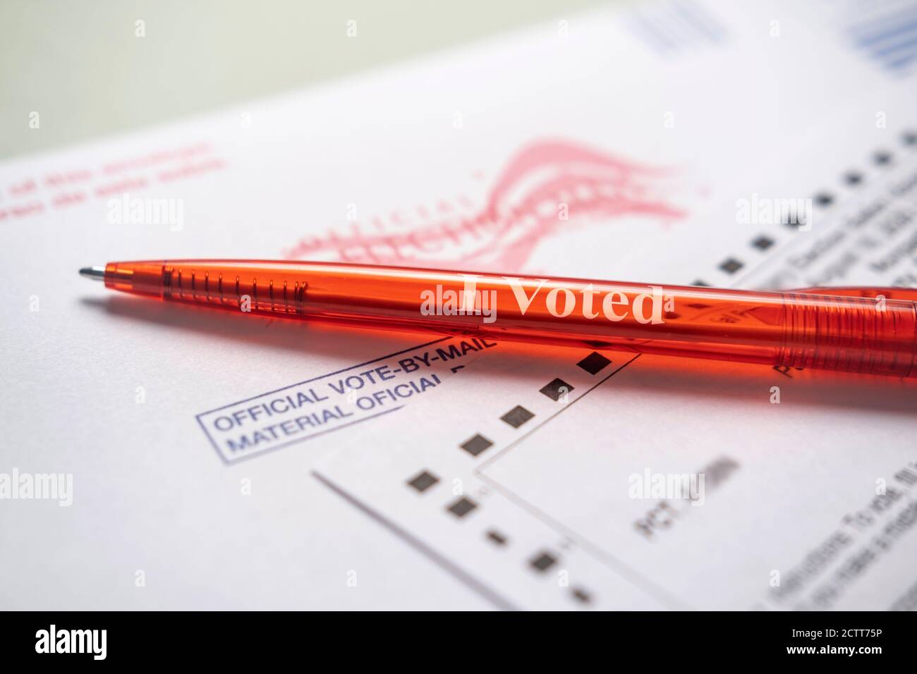 Voting ballot and red pen Stock Photo - Alamy