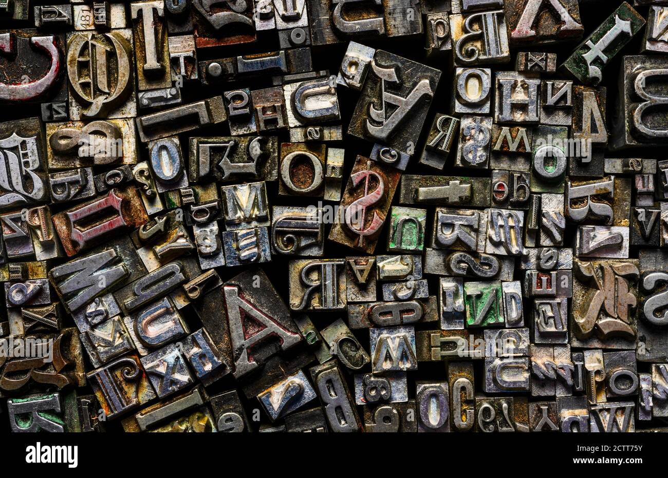 Metal type fonts Stock Photo - Alamy