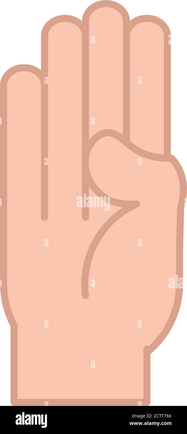 sign language hand gesture indicating b letter vector illustration line ...