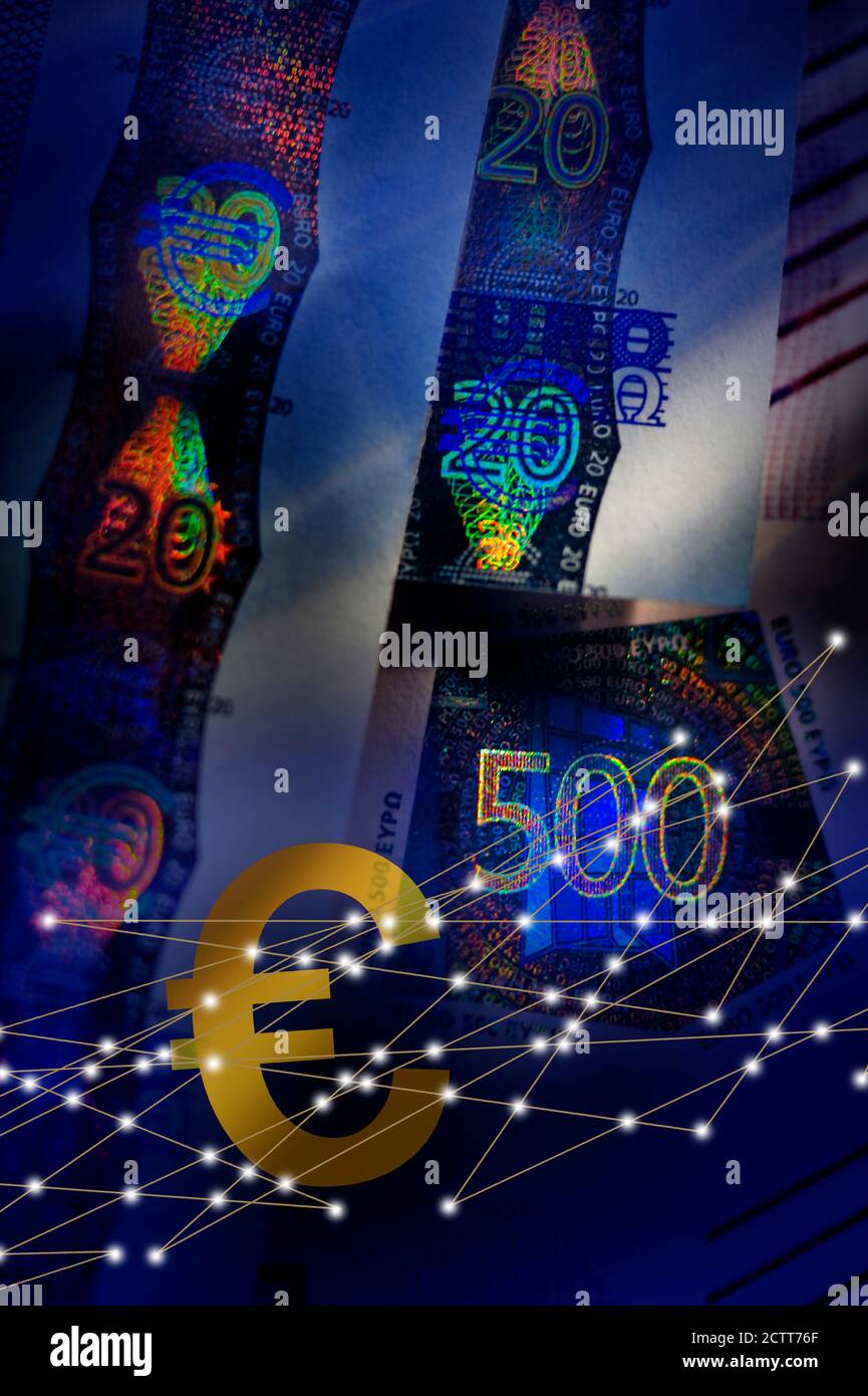 Euro symbol and euro bills Stock Photo - Alamy