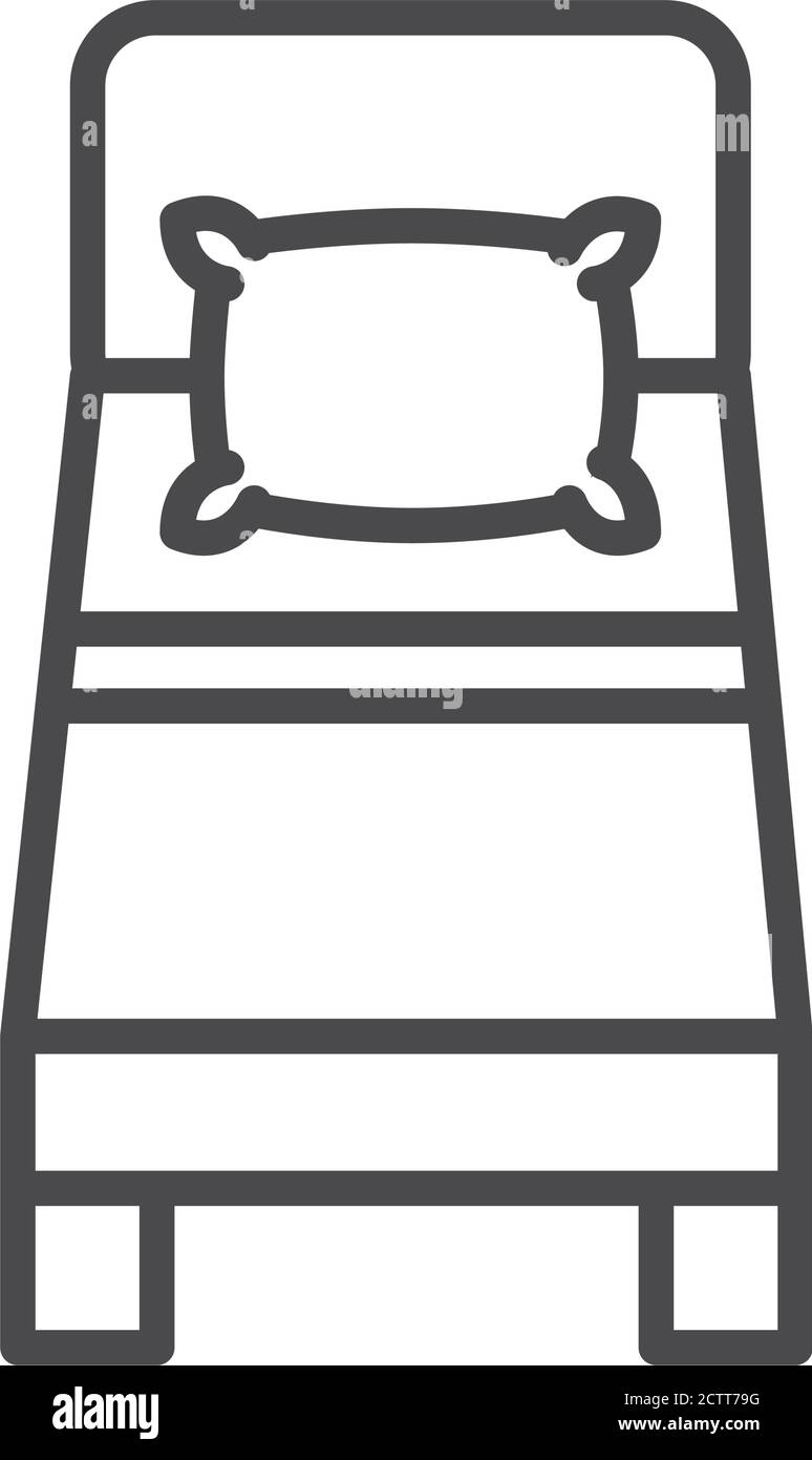 top view bed with pillow vector illustration linear icon style Stock ...