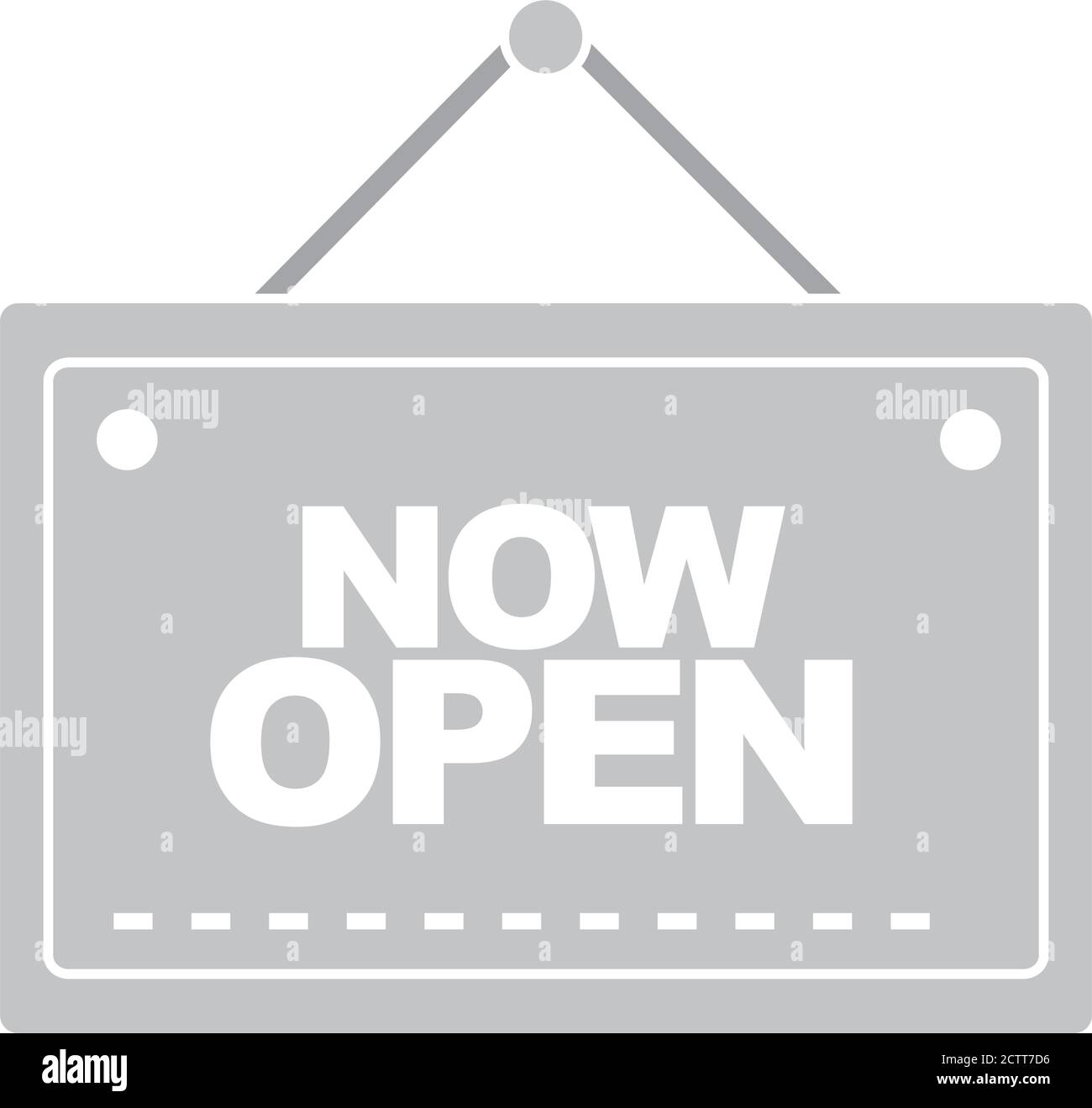 hanging gray now open sign board door vector illustration flat icon ...