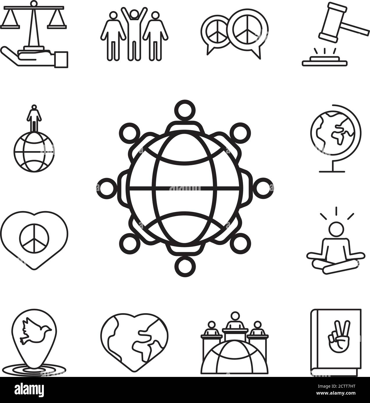 bundle of thirteen human rights line style set icons vector ...