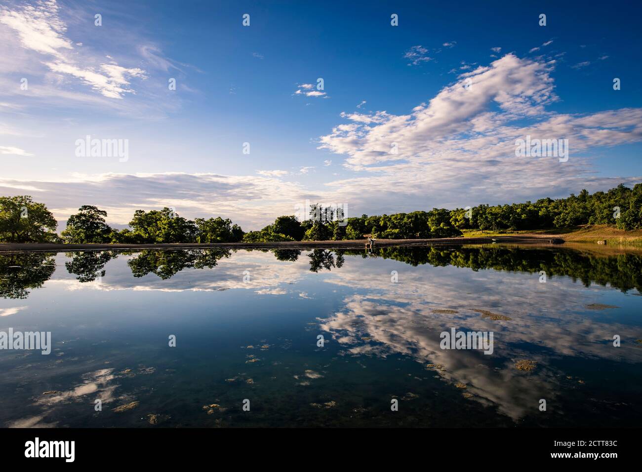 USA, Utah, Salem, Landscape with lake and clouds reflecting in water ...