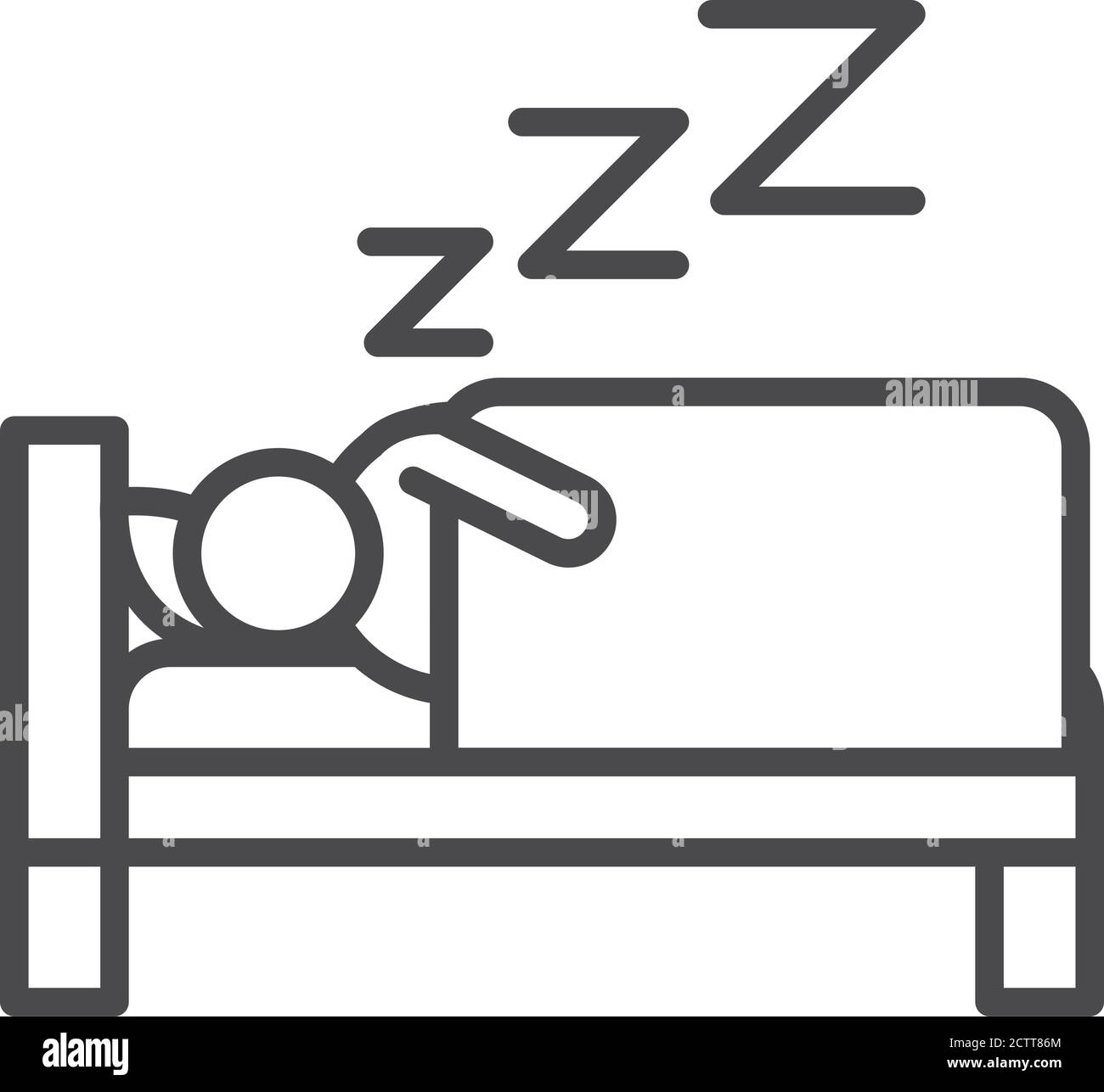 insomnia, character sleeping in the bed vector illustration linear icon ...