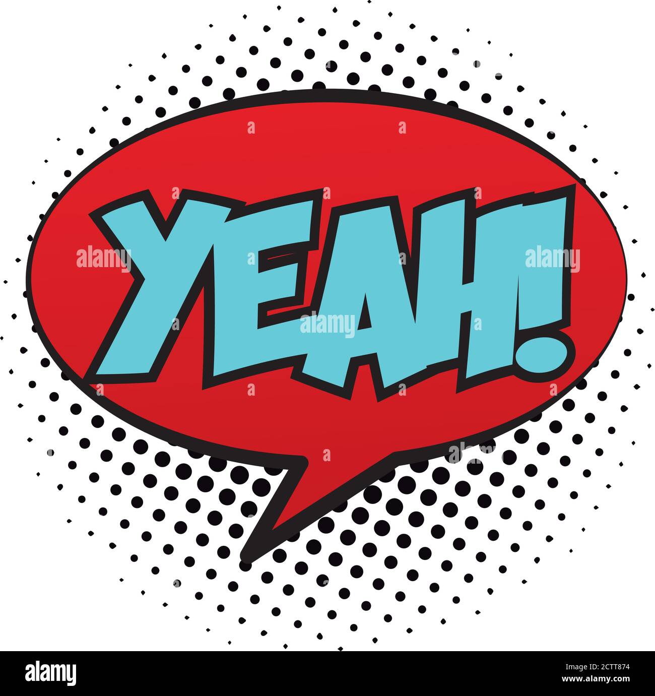 speech bubble with yeah word pop art fill style vector illustration ...