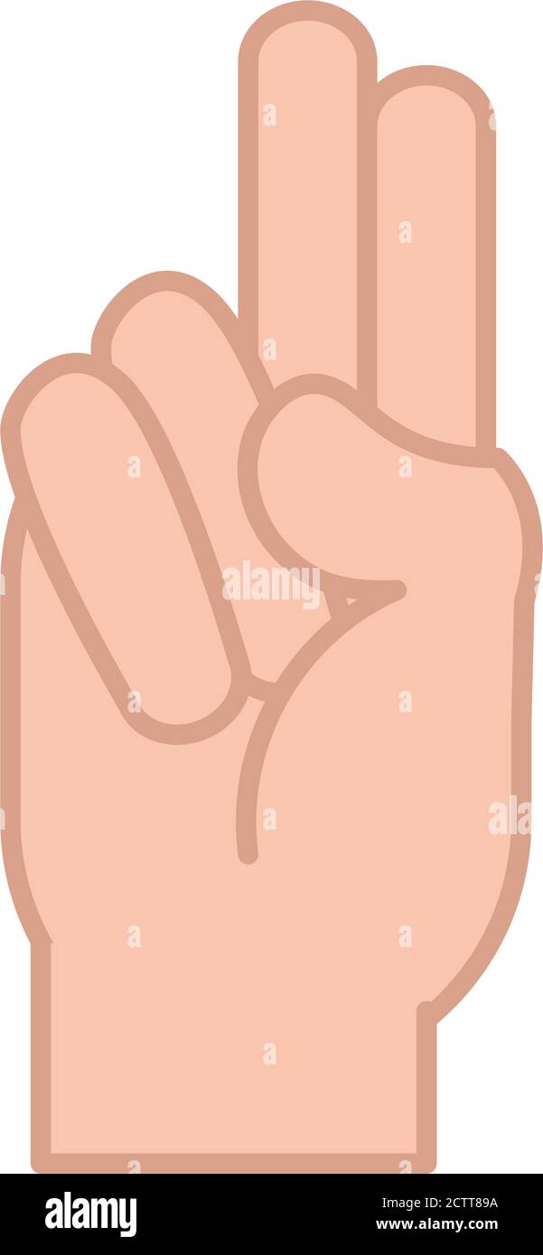 sign language hand gesture indicating u letter vector illustration line ...