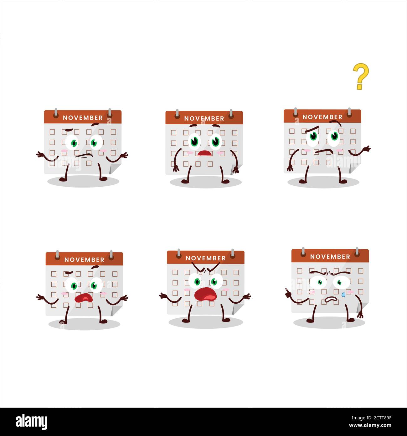 Cartoon character of thanksgiving calendar with what expression Stock ...