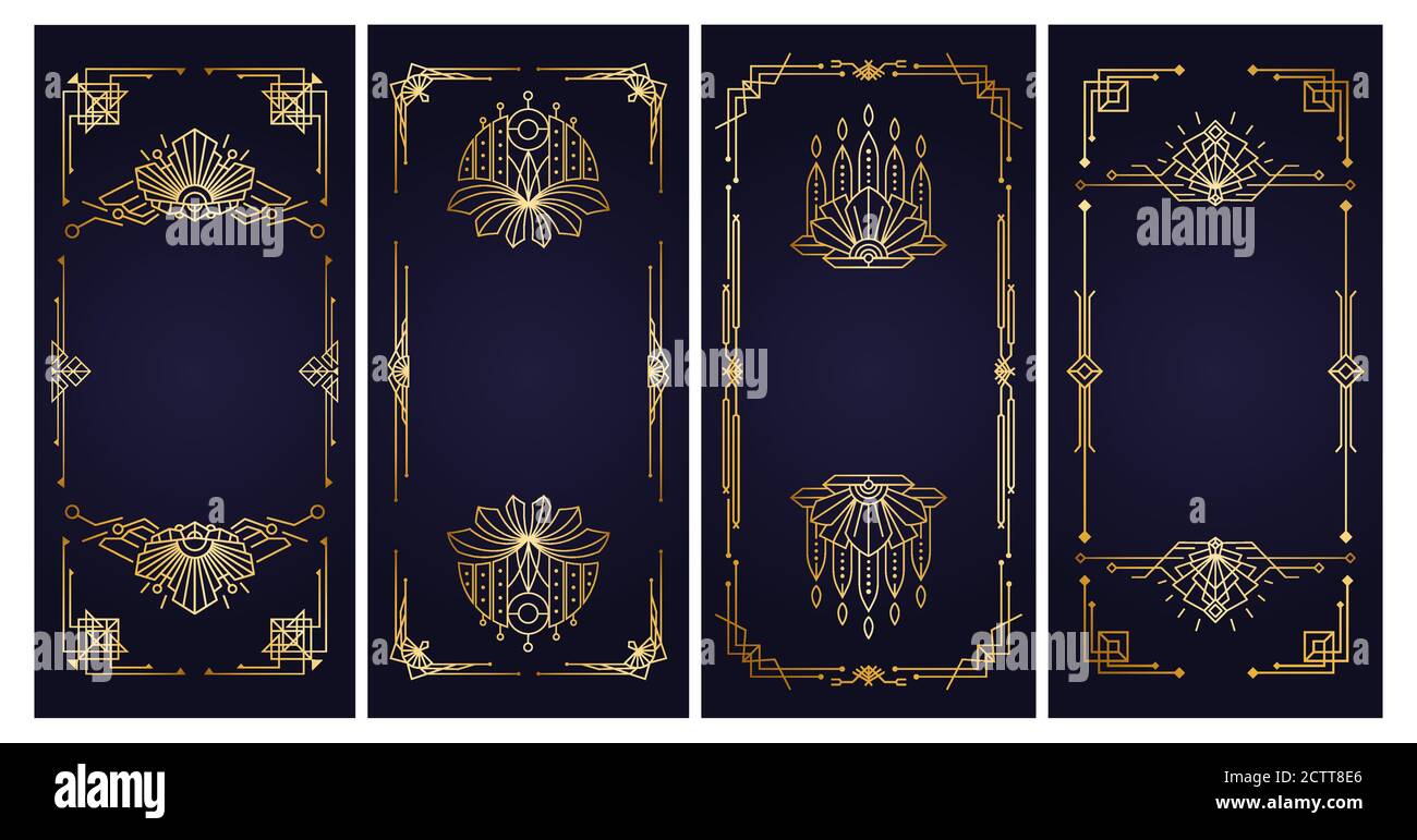 Roaring 20s Design templates - Art Deco vintage dividers. Retro linear ...