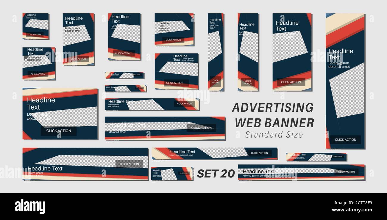 Vector ad web banner with standard size. design template for your promotion Stock Vector Image ...