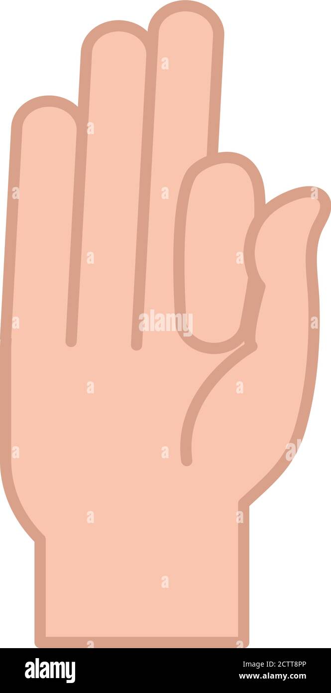sign language hand gesture indicating f letter vector illustration line ...