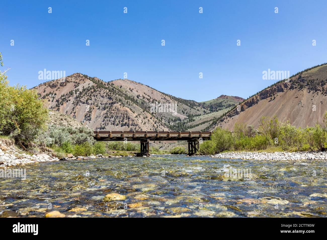 USA, Idaho, Sun Valley, Bridge over river in mountains Stock Photo - Alamy