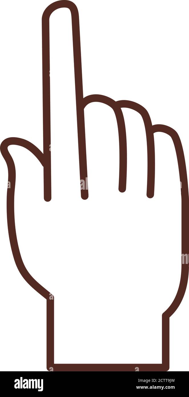 sign language hand index up gesture vector illustration line icon Stock ...