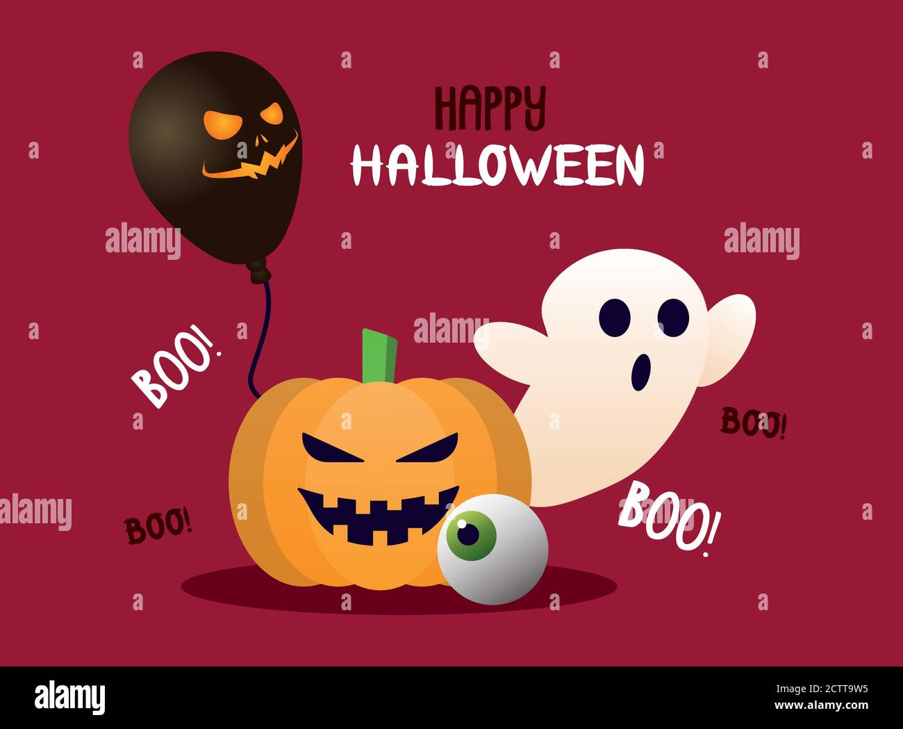 halloween pumpkin with lettering and balloon helium vector illustration ...