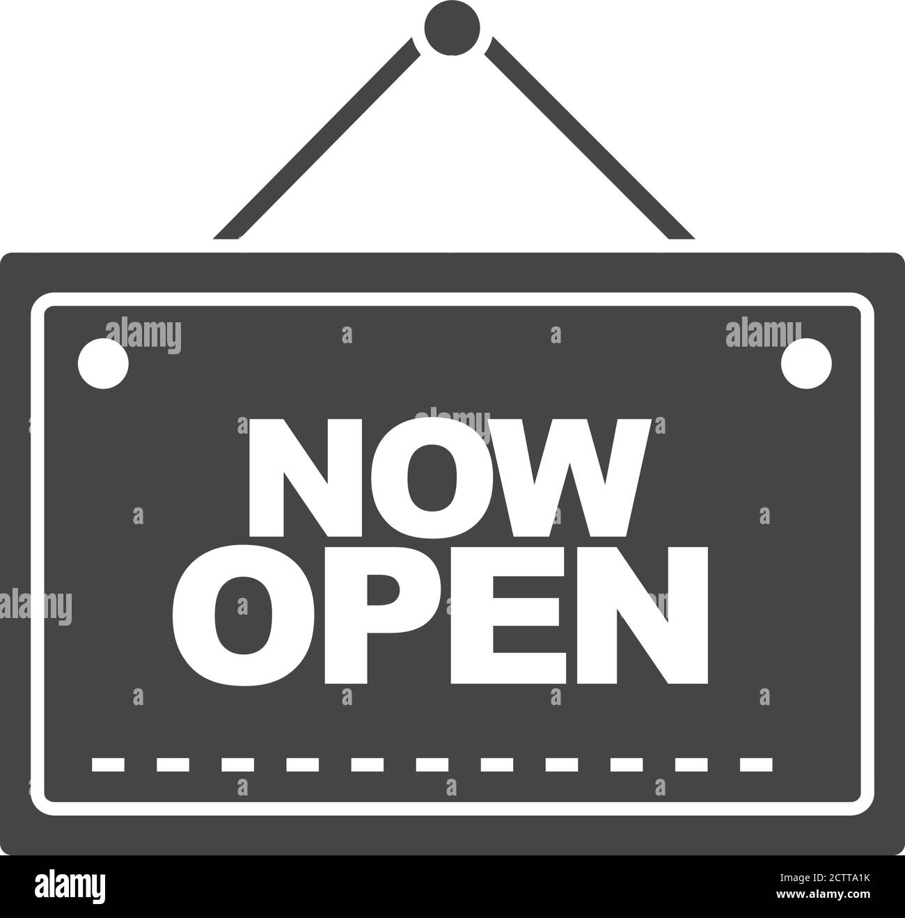 hanging now open sign board door vector illustration silhouette icon ...