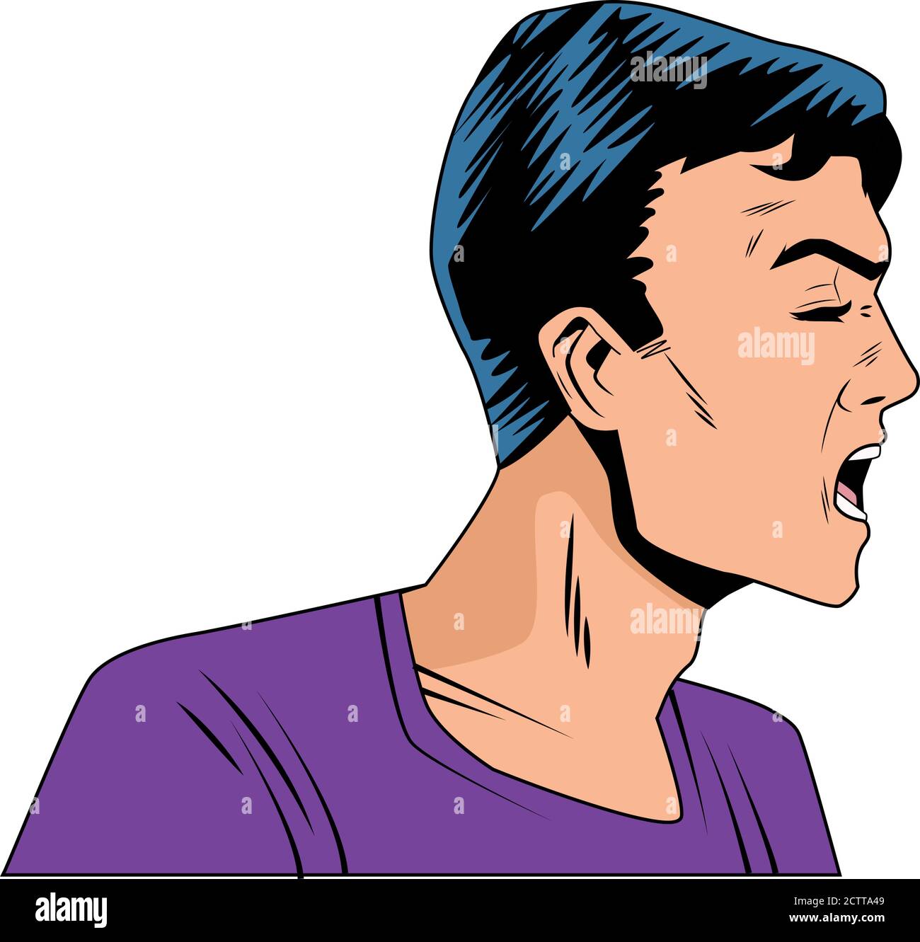 angry man profile pop art style character vector illustration design ...