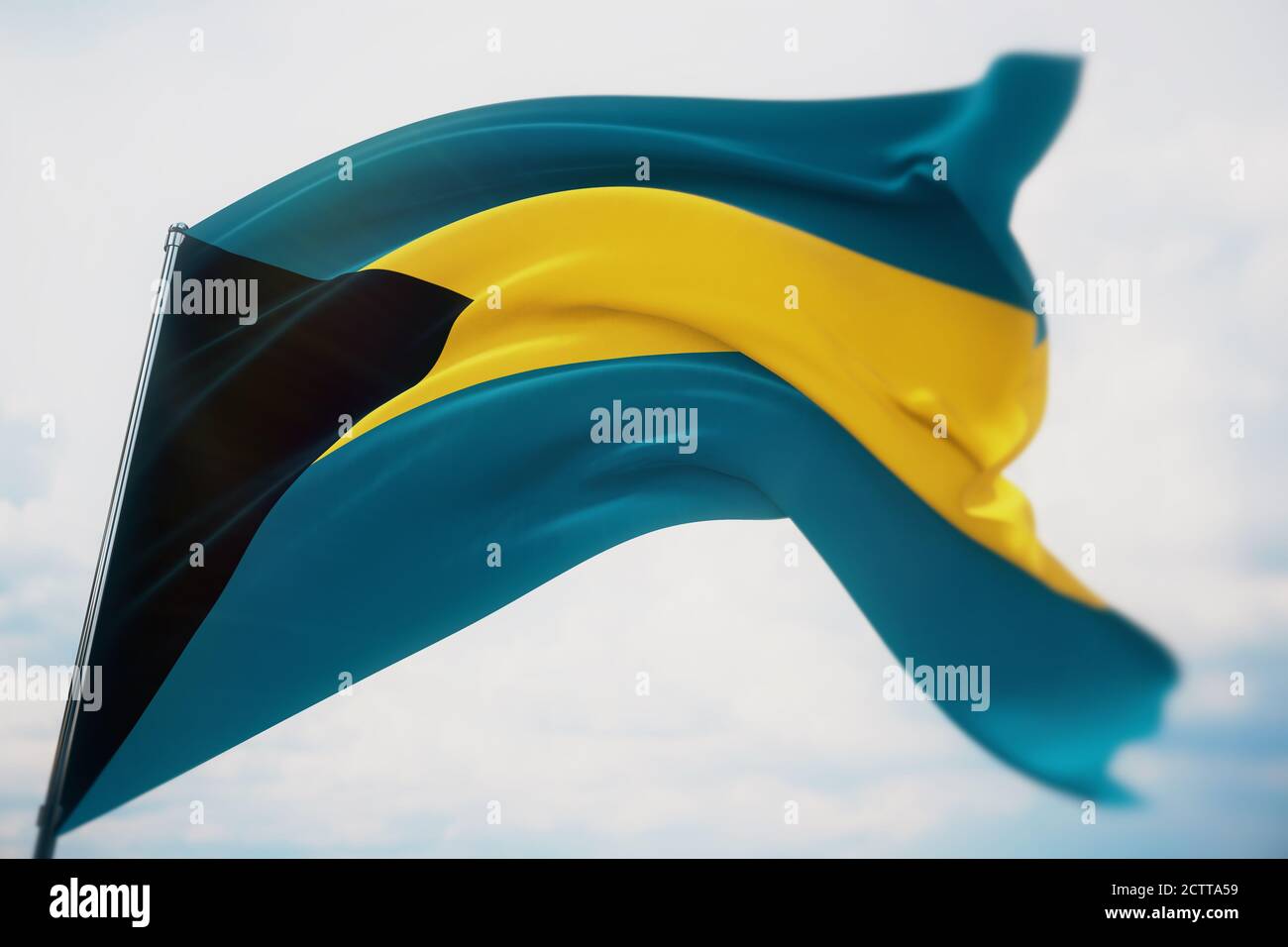 Waving flags of the world - flag of Bahamas. Shot with a shallow depth ...