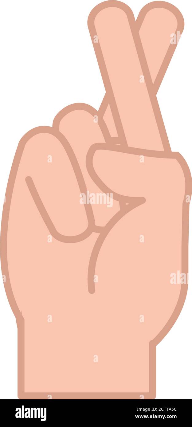 sign language hand gesture indicating r letter vector illustration line ...