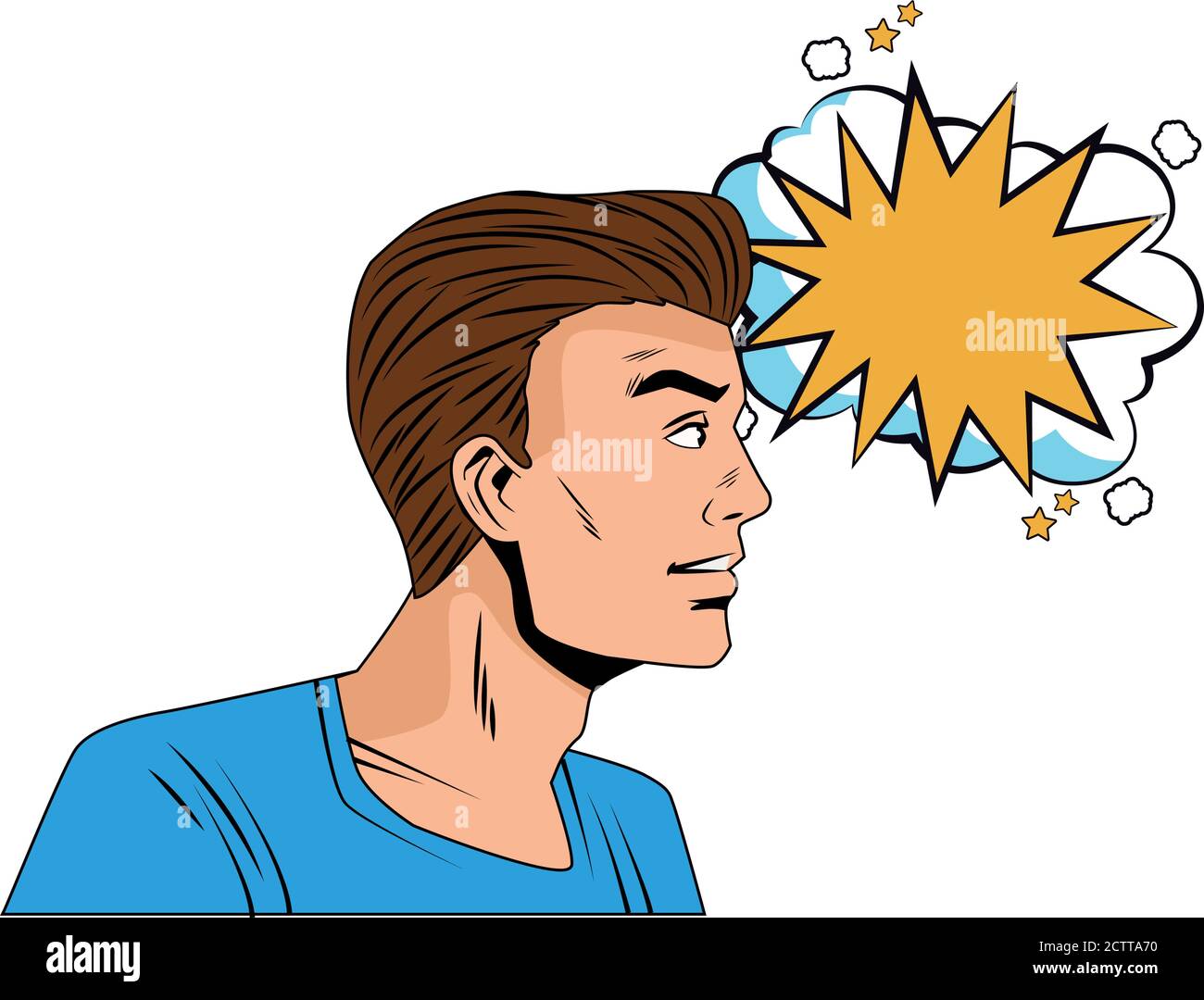 angry man profile with expression cloud pop art style character vector ...