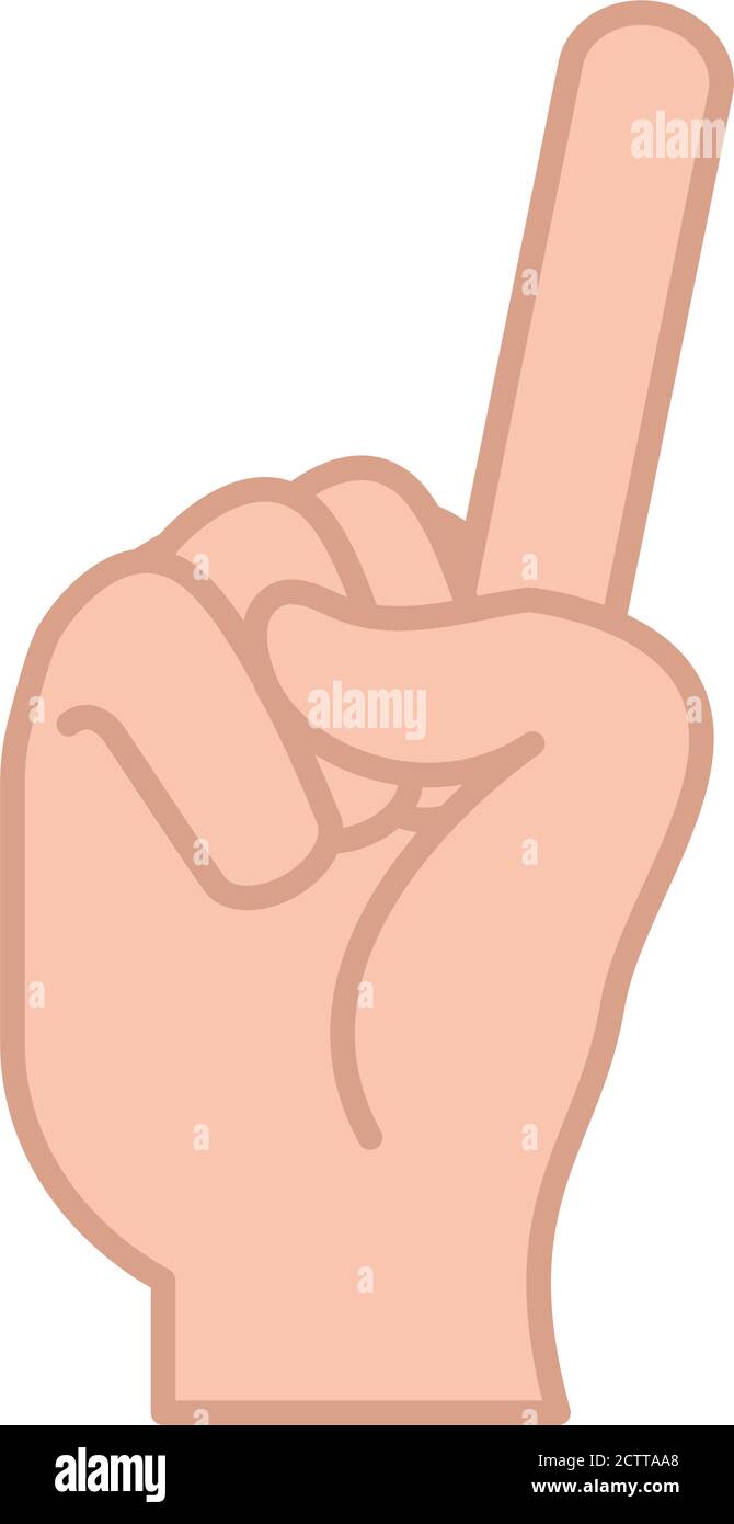sign language hand gesture indicating number one vector illustration ...