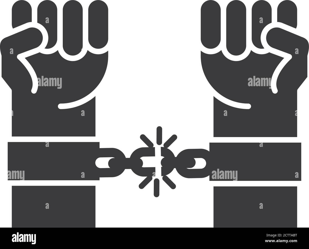 international human rights day, fist raised up hands breaking chain ...