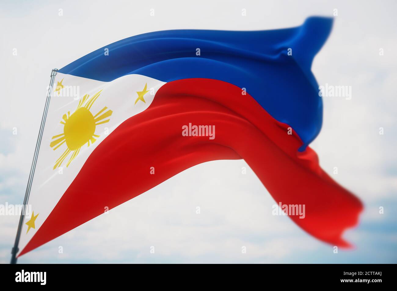 Waving flags of the world - flag of Philippines . Shot with a shallow ...