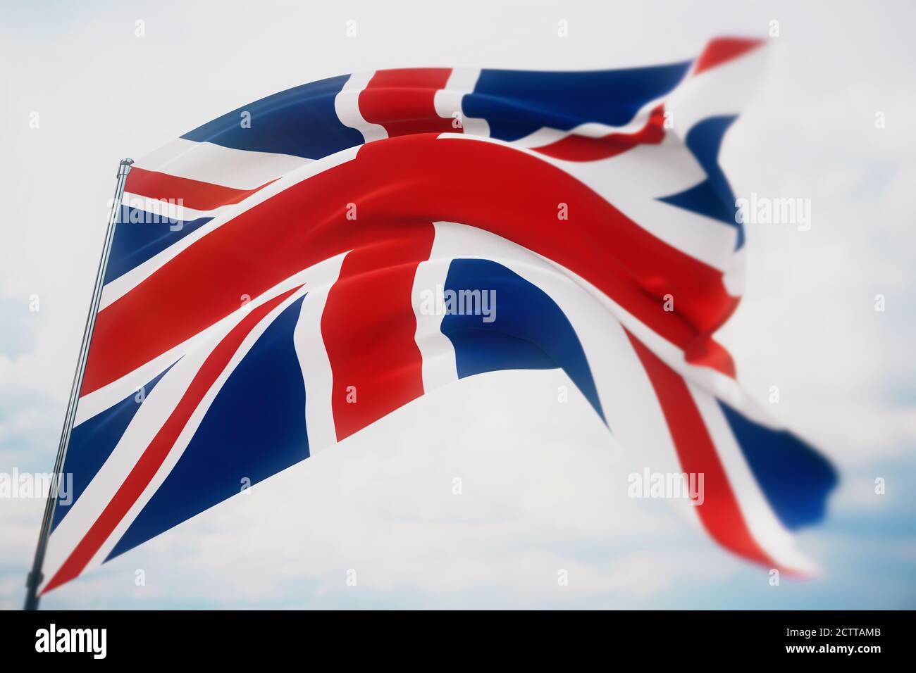 Waving flags of the world - flag of UK. Shot with a shallow depth of ...