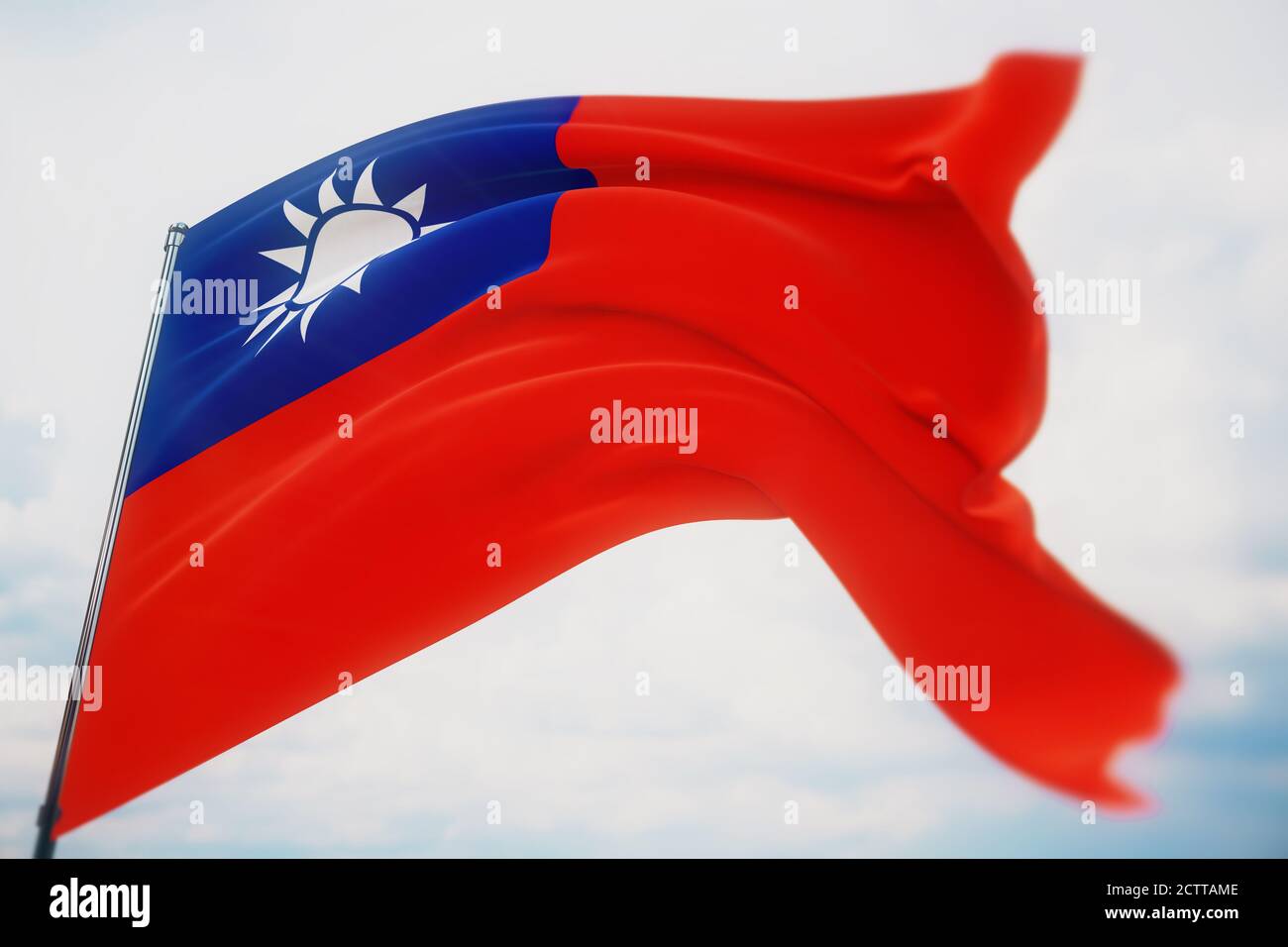 Waving flags of the world - flag of the Republic of China. Shot with a shallow depth of field ...