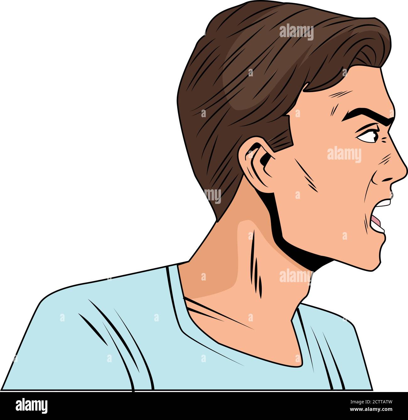 angry man profile pop art style character vector illustration design ...
