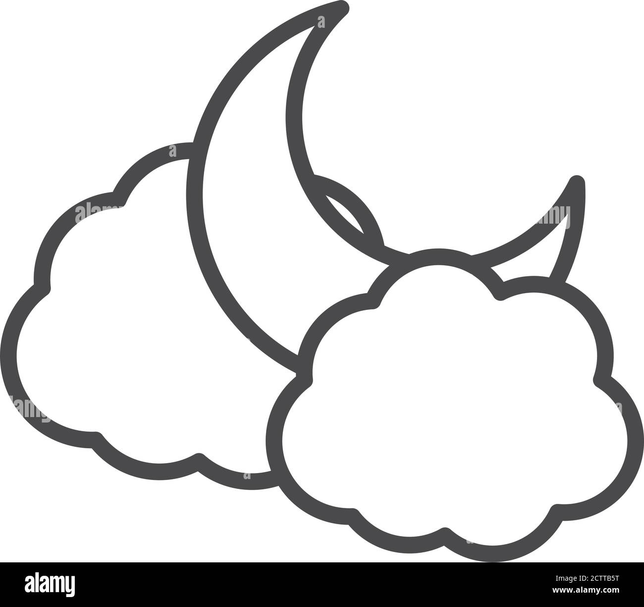 half moon clouds sky weather vector illustration linear icon style ...