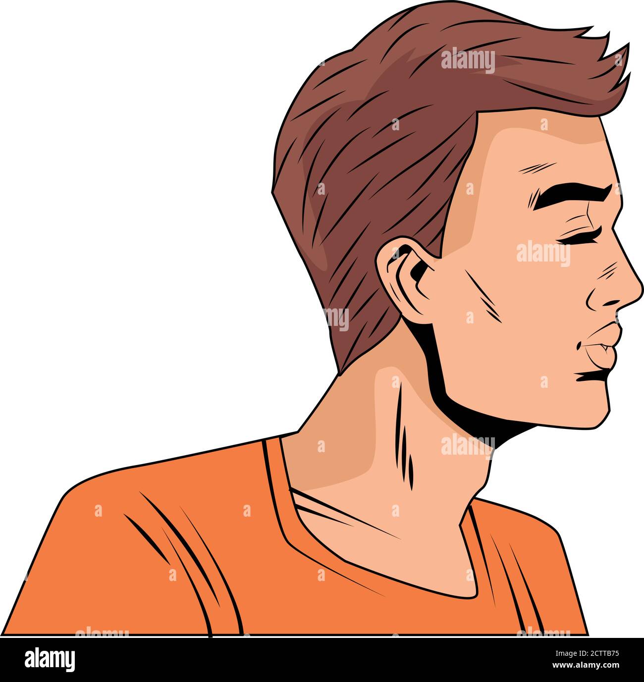 angry man profile pop art style character vector illustration design ...