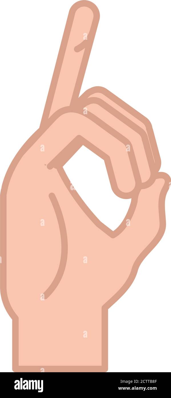 sign language hand gesture indicating d letter vector illustration line ...