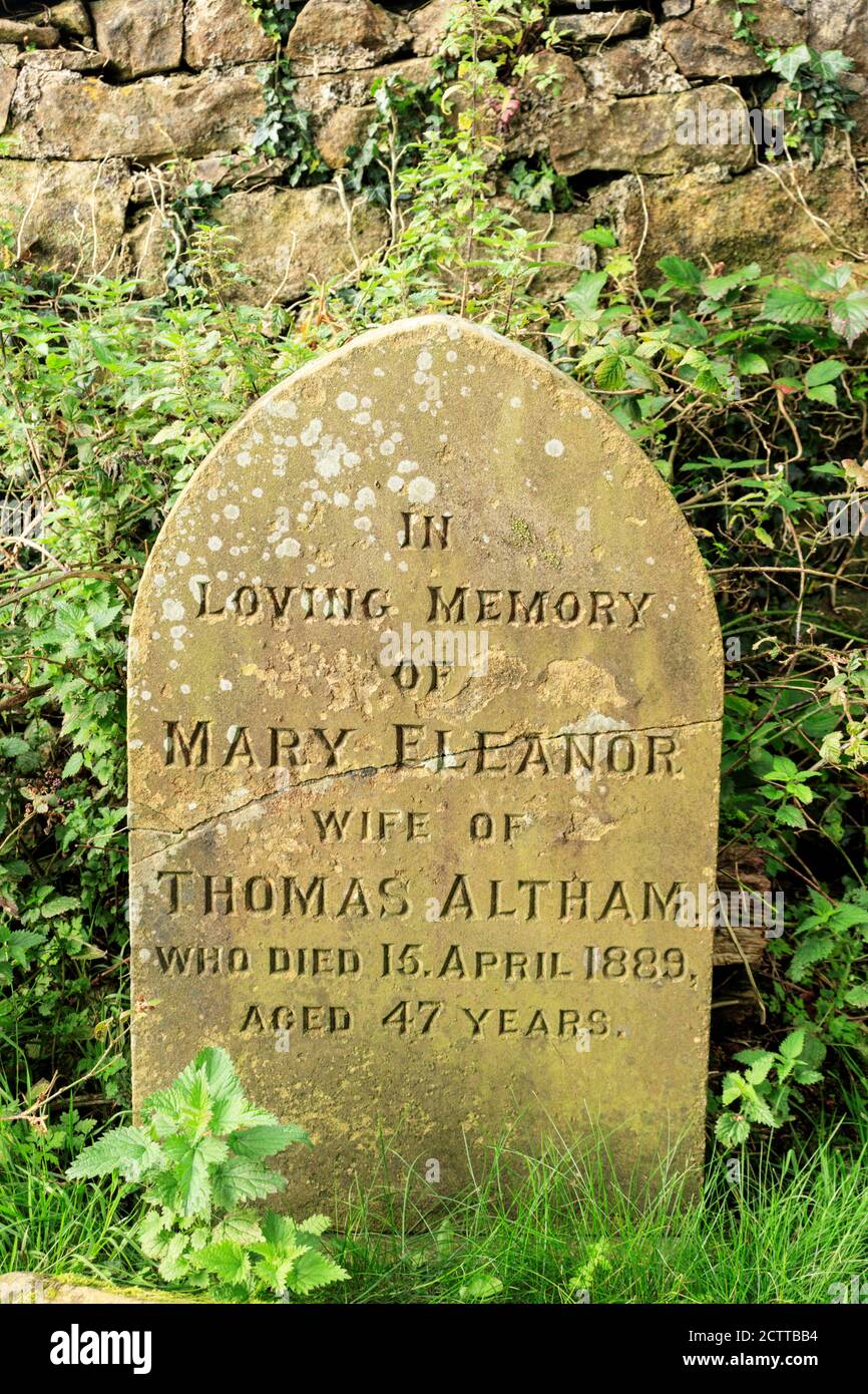 Victorian gravestone at All Hallows Church, Great Mitton, Ribble Valley ...