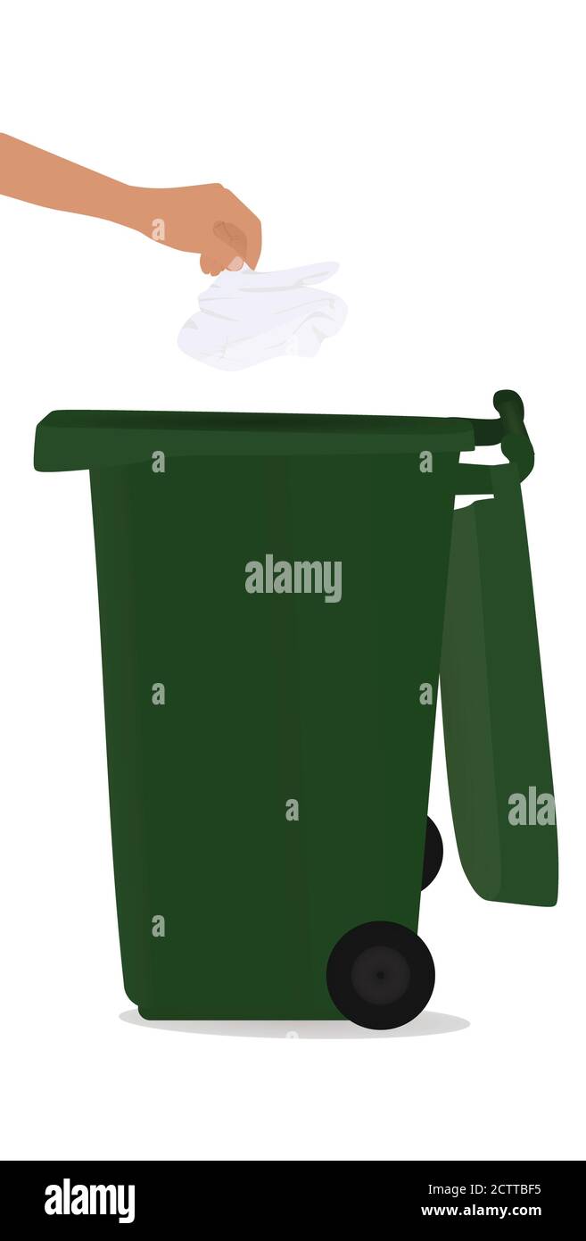 Hand throw paper to waste bin. vector illustration Stock Vector Image ...