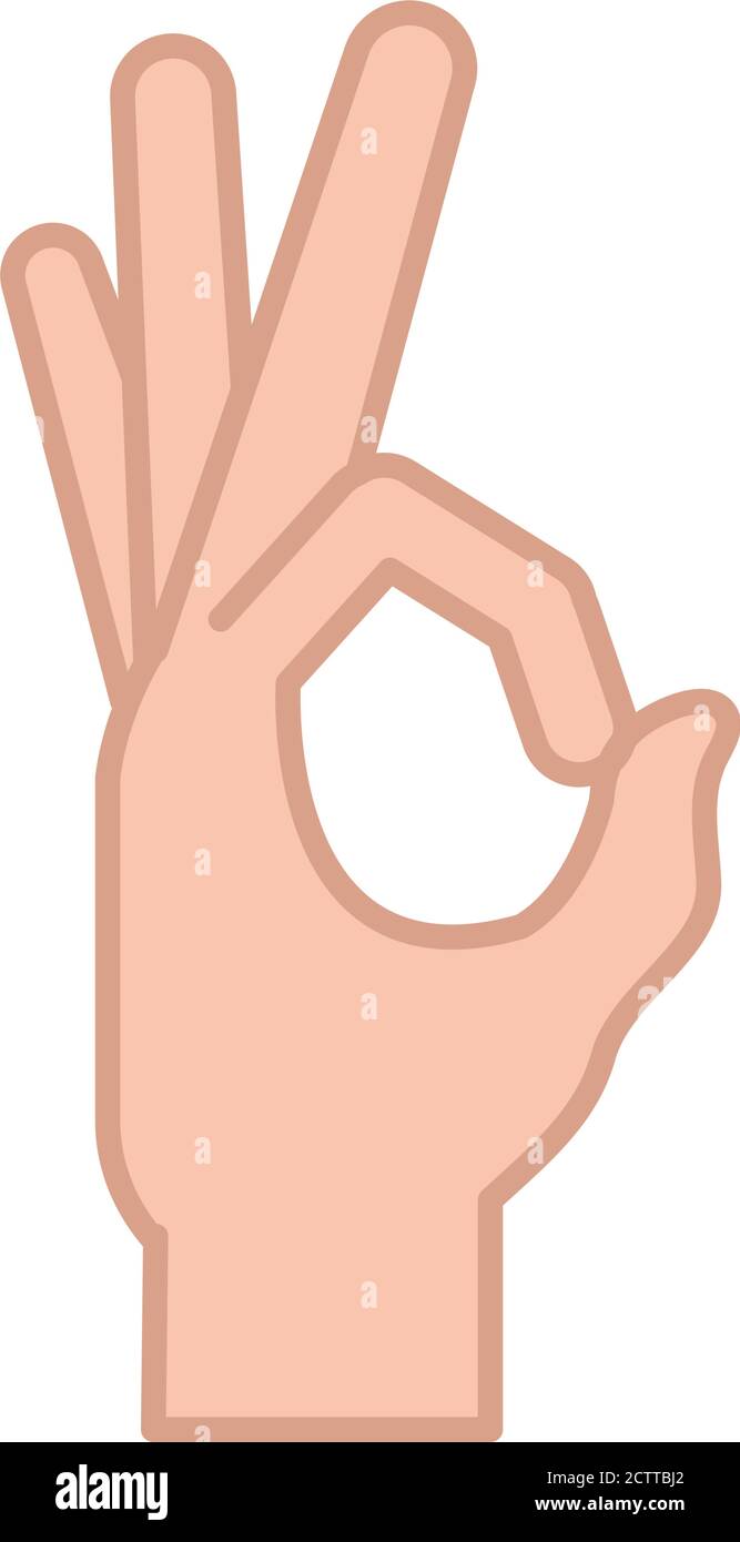 sign language hand indicating ok gesture vector illustration line and ...