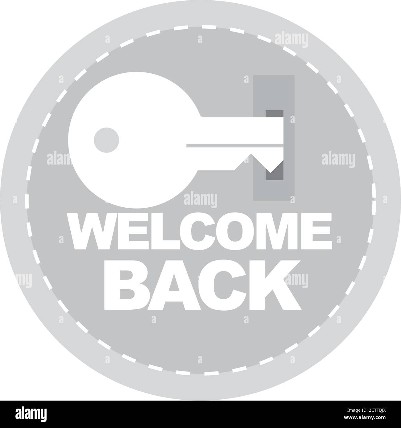 welcome back inscription key opening sticker vector illustration flat ...