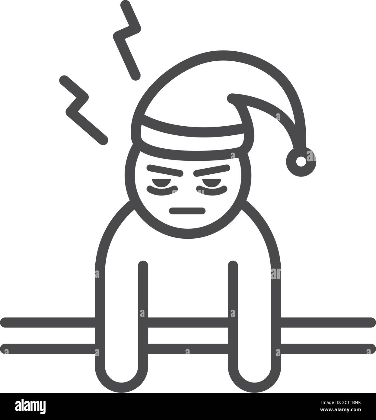 insomnia, sleepless man with hat vector illustration linear icon style ...