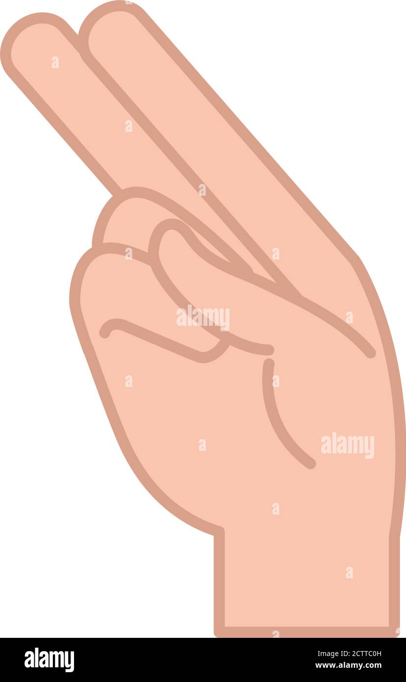 sign language hand gesture indicating h letter vector illustration line ...