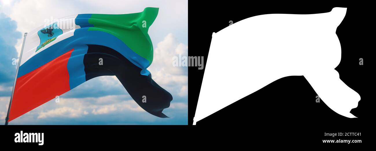 Flag of Belgorod Oblast. High resolution close-up 3D illustration ...