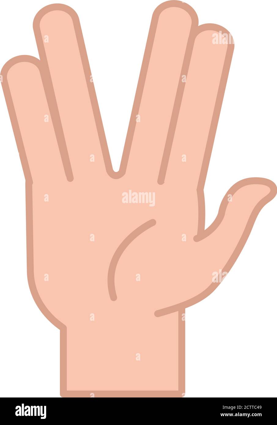 sign language gesture human hand salute vulcan, line and fill icon ...