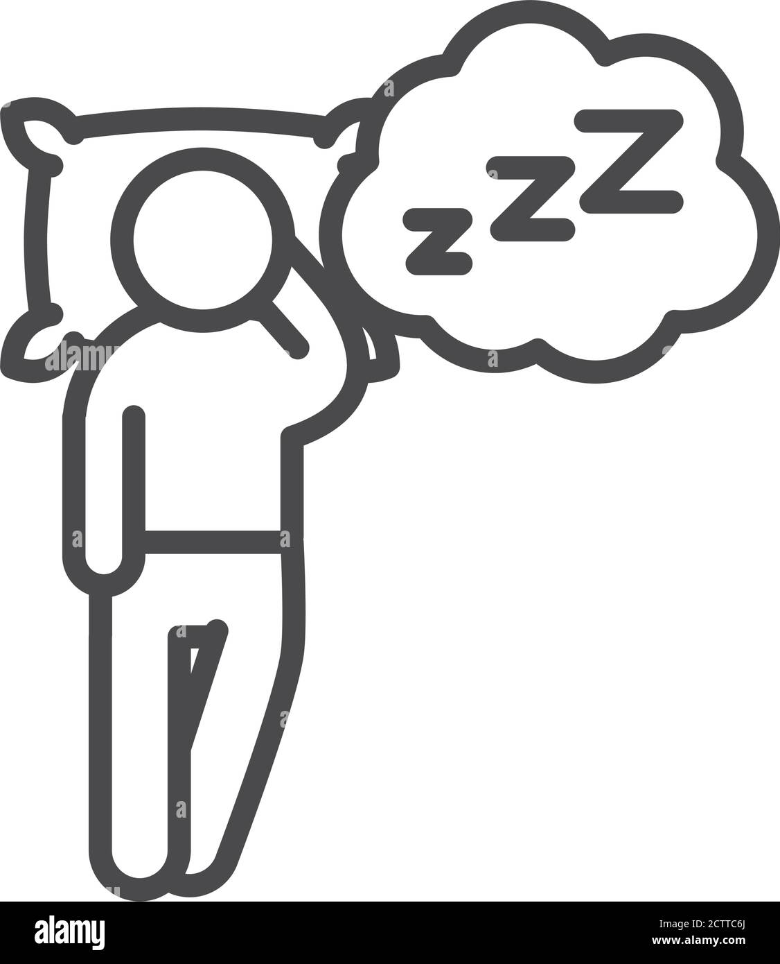 insomnia, avatar sleeping with pillow vector illustration linear icon ...