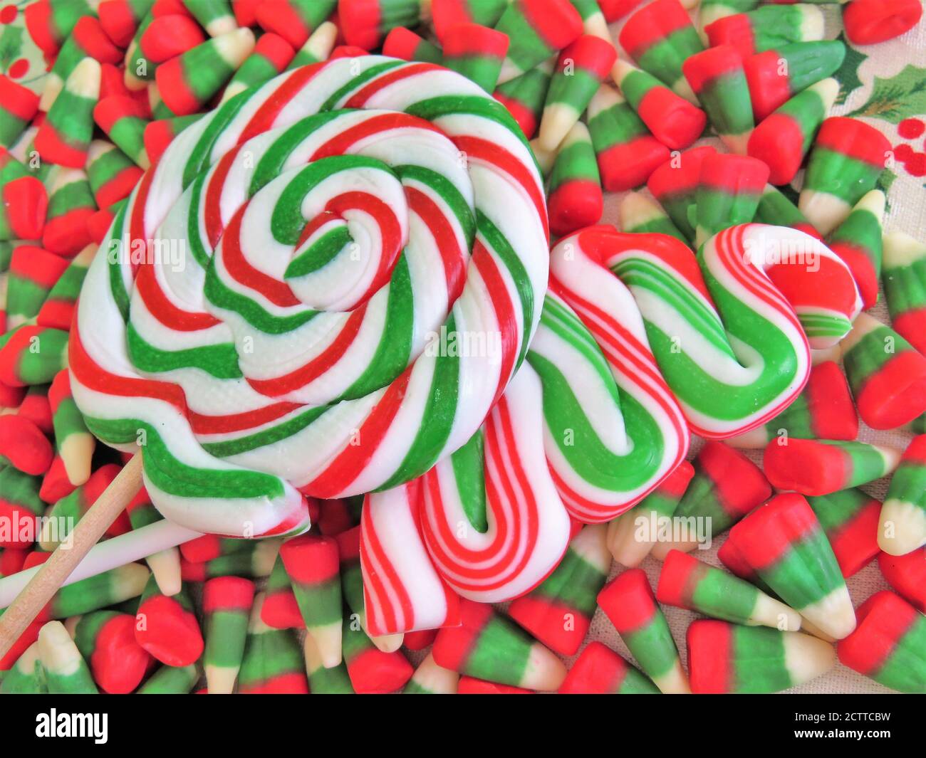 Christmas candy variety in red, white, and green Stock Photo - Alamy