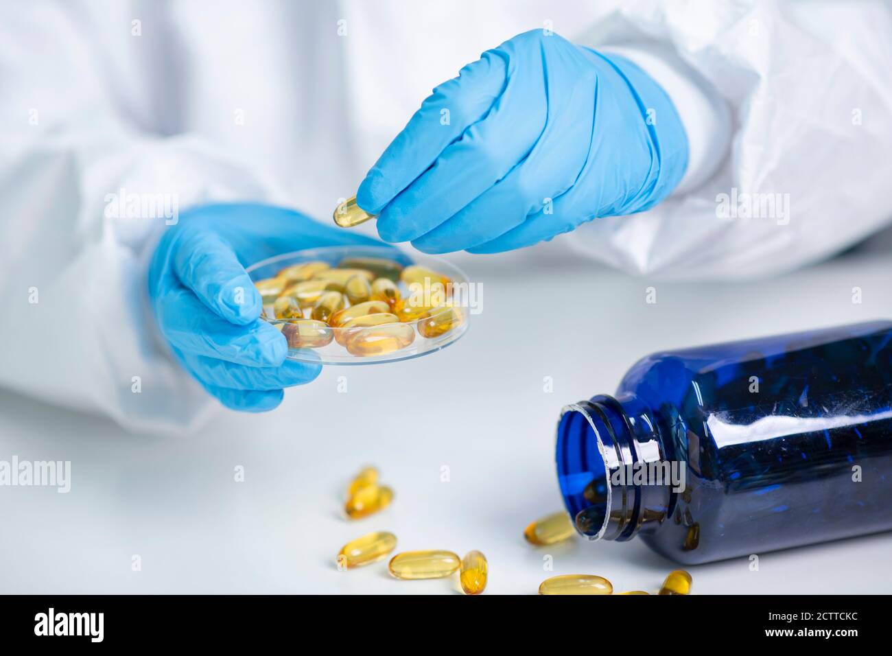 Science, chemistry, biology, and medicine concept, scientist with ...