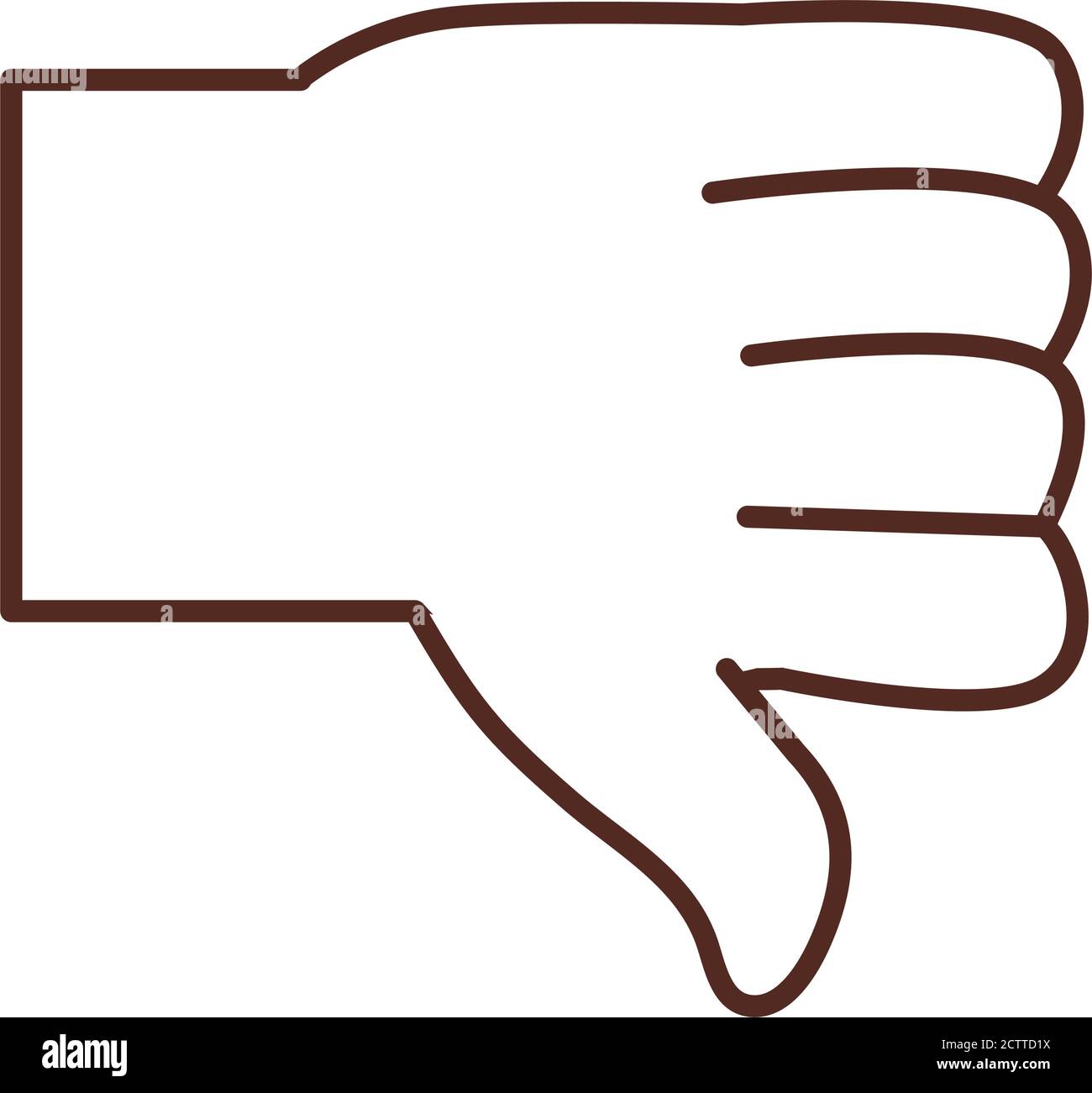 sign language hand gesture showing thumb down vector illustration line ...