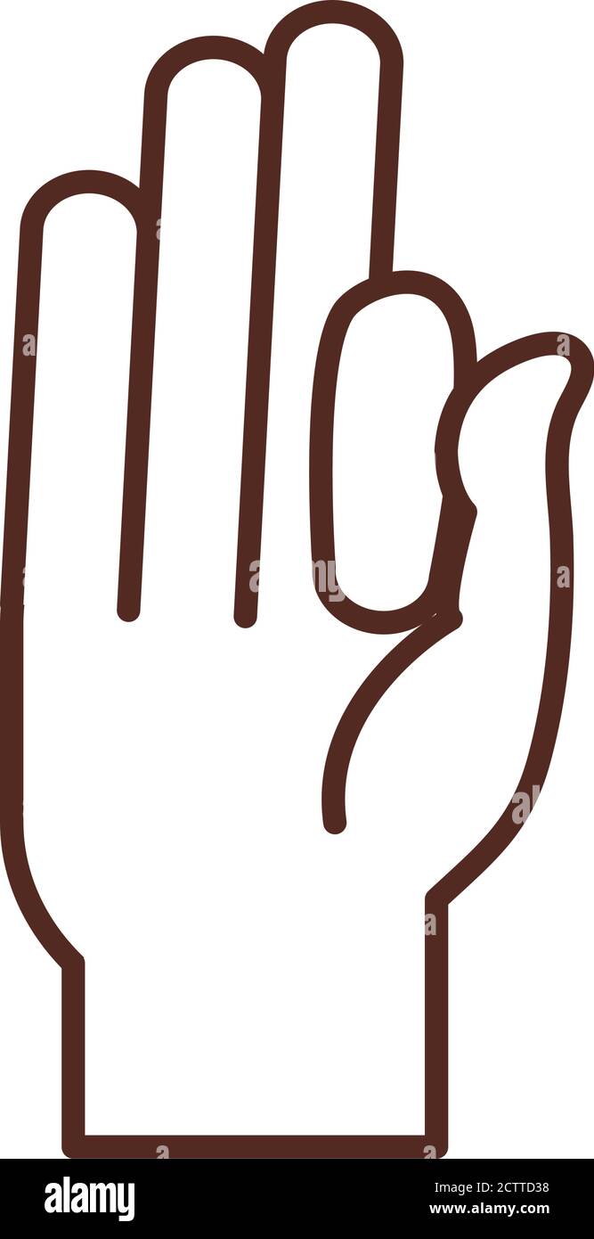 sign language hand gesture indicating f letter vector illustration line ...