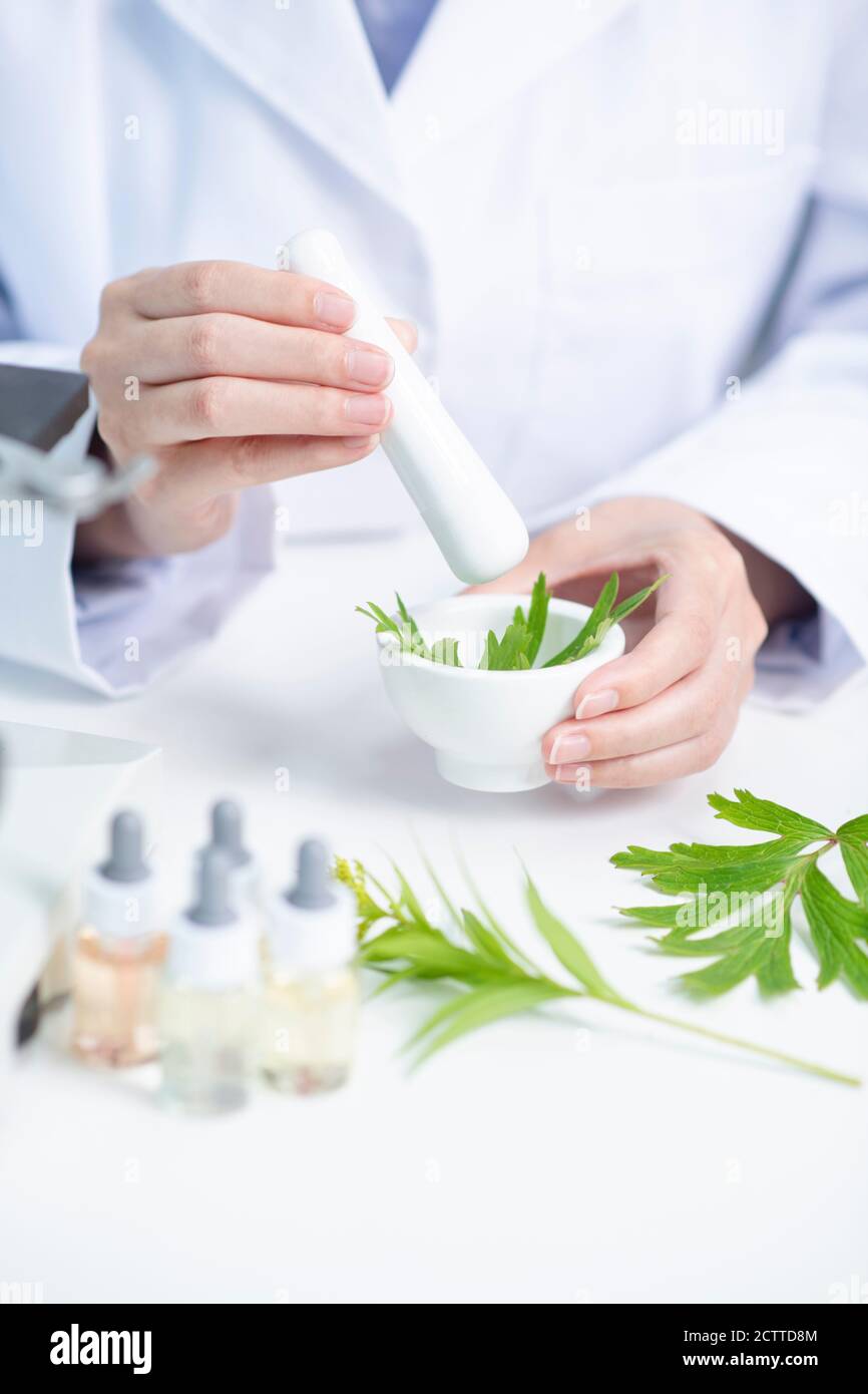 Science, chemistry, biology, and medicine concept, scientist with ...