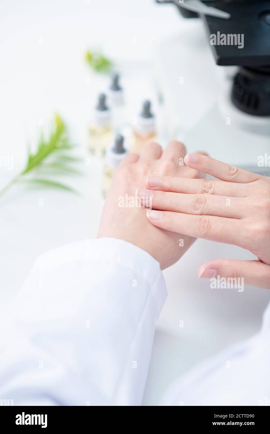 Science, chemistry, biology, and medicine concept, scientist with ...