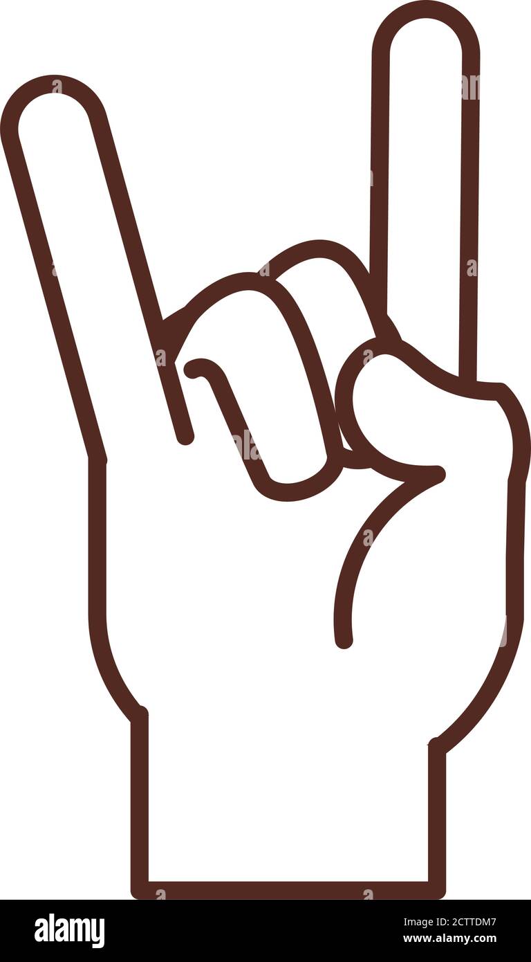 sign language hand gesture rock n roll vector illustration line icon ...