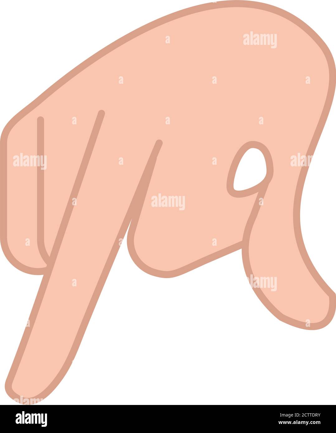 sign language hand gesture indicating q letter vector illustration line ...