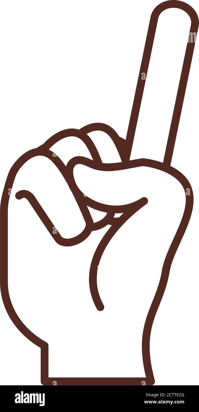 sign language hand gesture indicating number one vector illustration ...